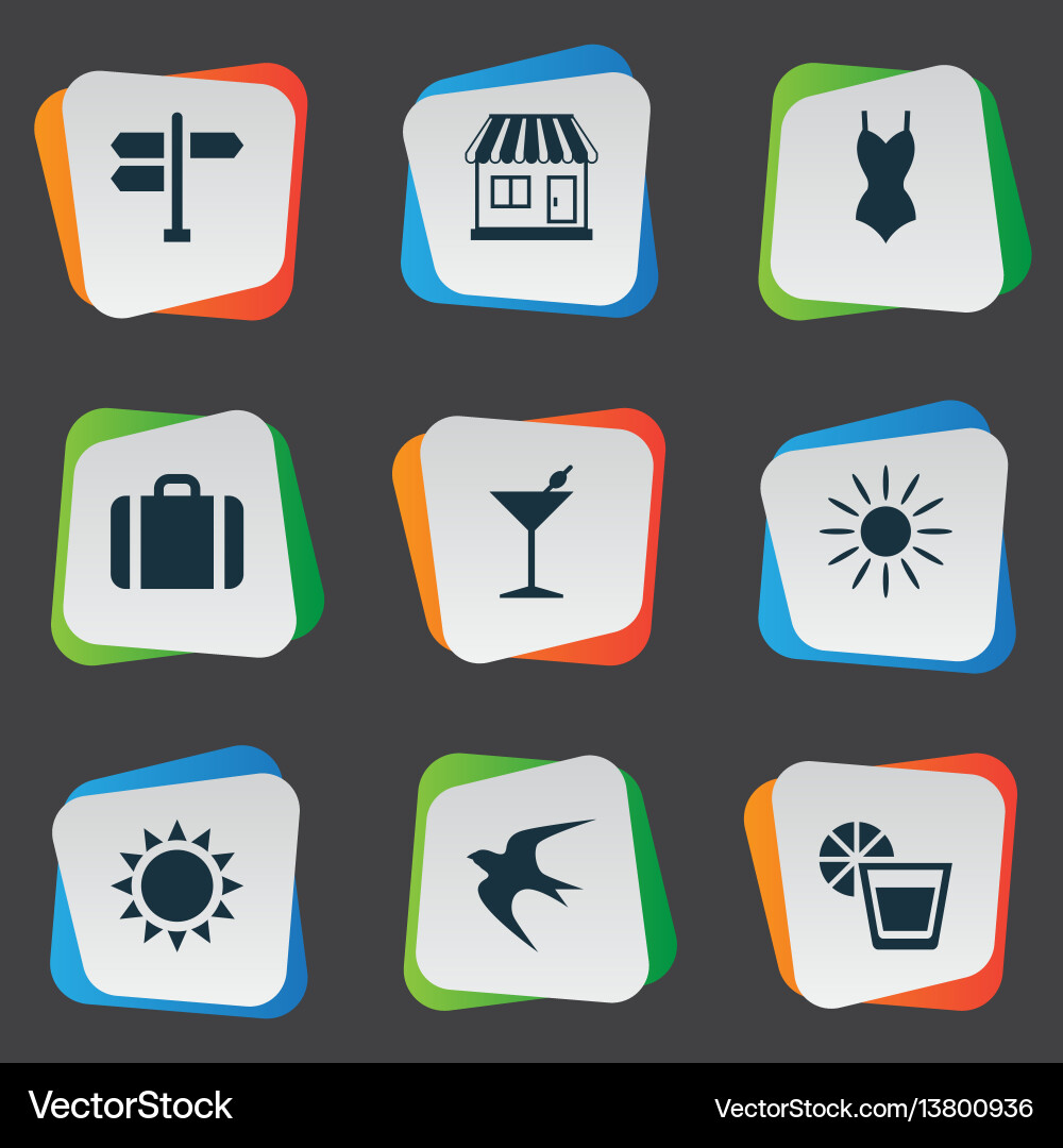 Set of simple seaside icons Royalty Free Vector Image