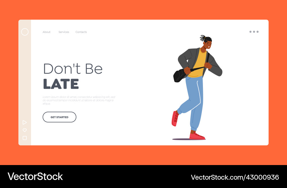 Student character late in university landing page Vector Image