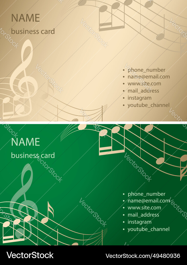 Templates - business cards with musical notes Vector Image