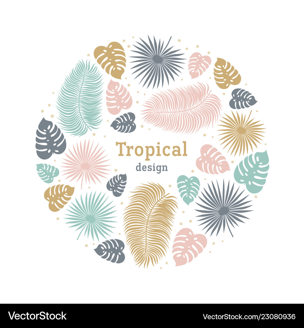 Tropical round shape template in pastel colors Vector Image