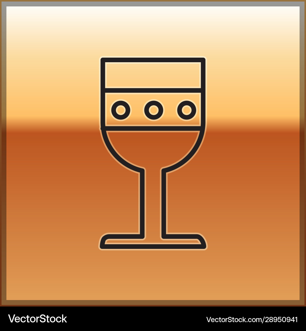 Black line medieval goblet icon isolated on gold Vector Image