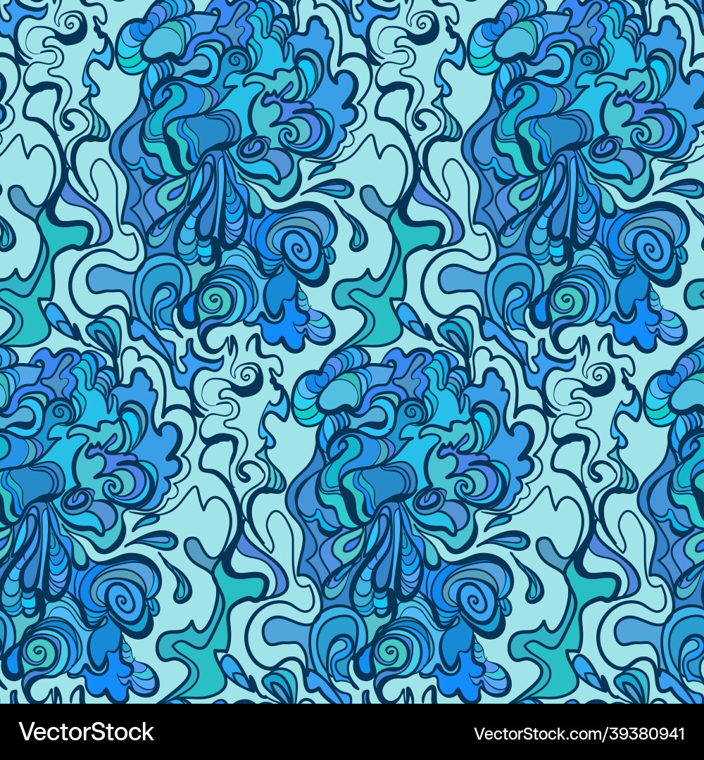 Blue abstract waves stained glass style seamless Vector Image