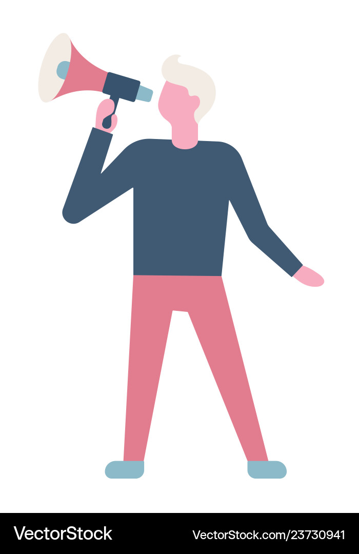 Business man or a clerk with loudspeaker flat Vector Image