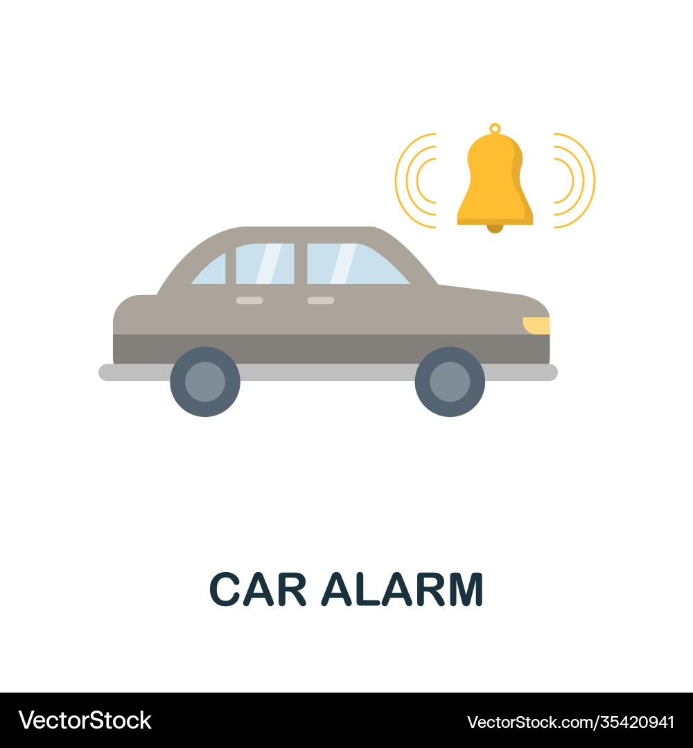 Car alarm flat icon color simple element from car Vector Image