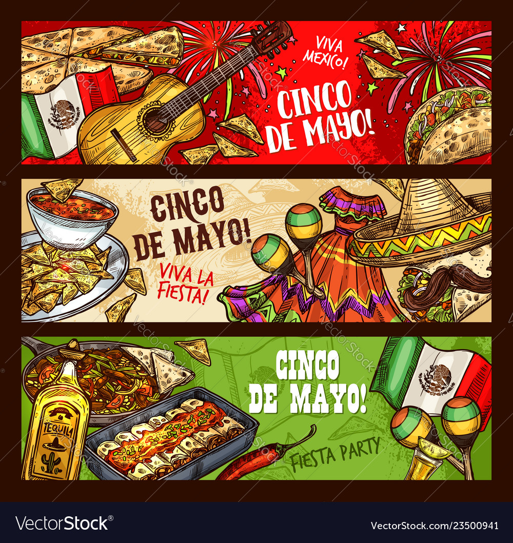 Cinco de mayo mexican fiesta viva mexico party Vector Image