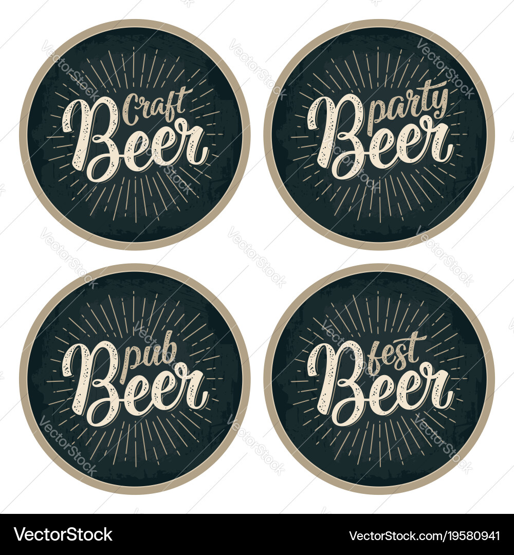 Craft beer lettering with rays advertising design Vector Image