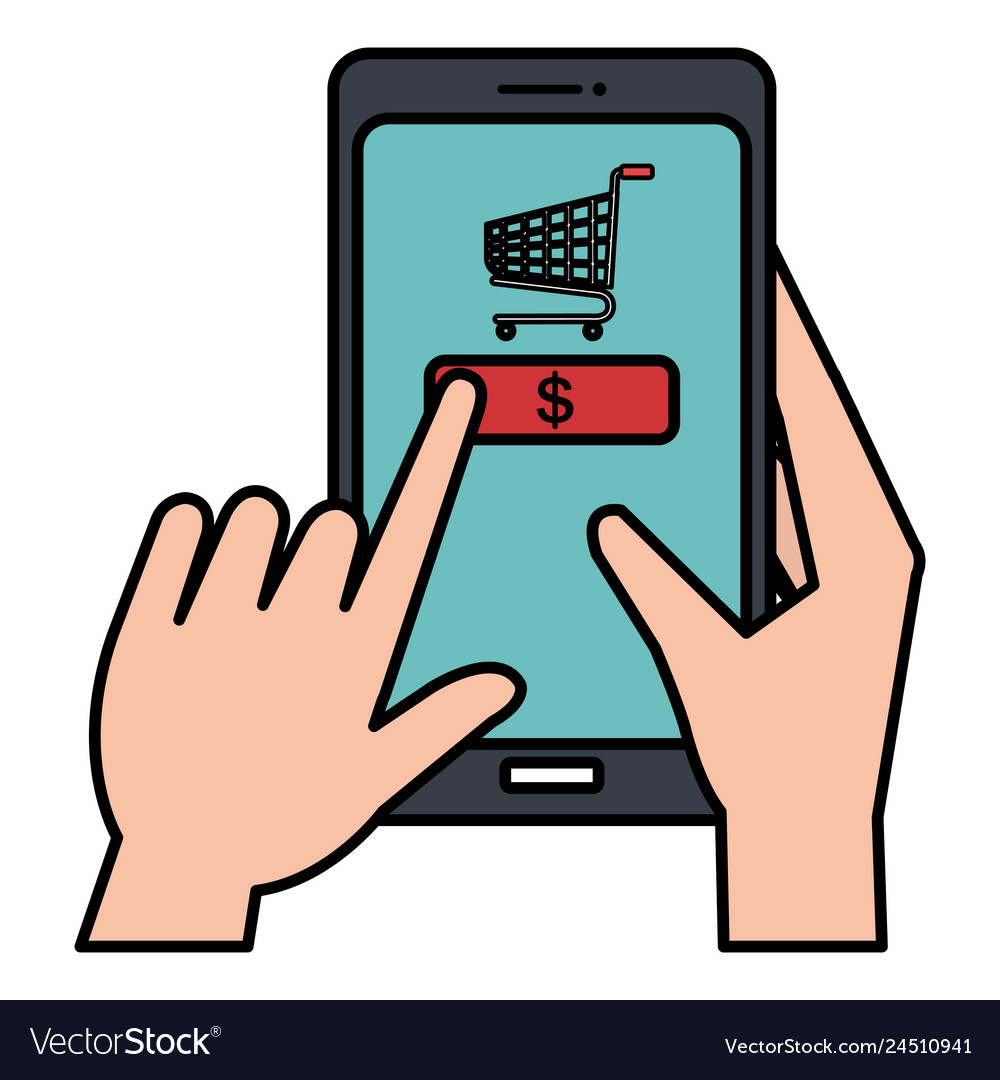 Electronic commerce with smartphone Royalty Free Vector