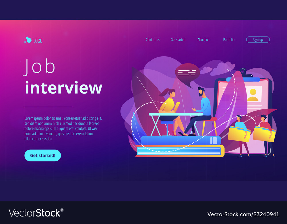 Job interview concept landing page Royalty Free Vector Image