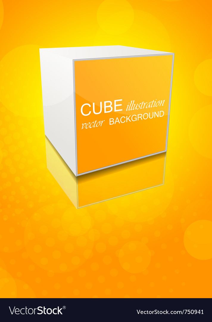 Orange background with cube Royalty Free Vector Image