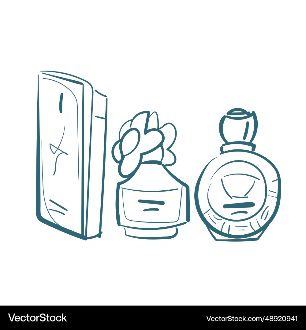 Perfume doodle isolated line art sketch hand drawn