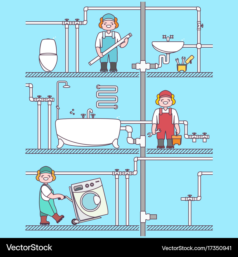 Plumber worker cartoon character male Royalty Free Vector