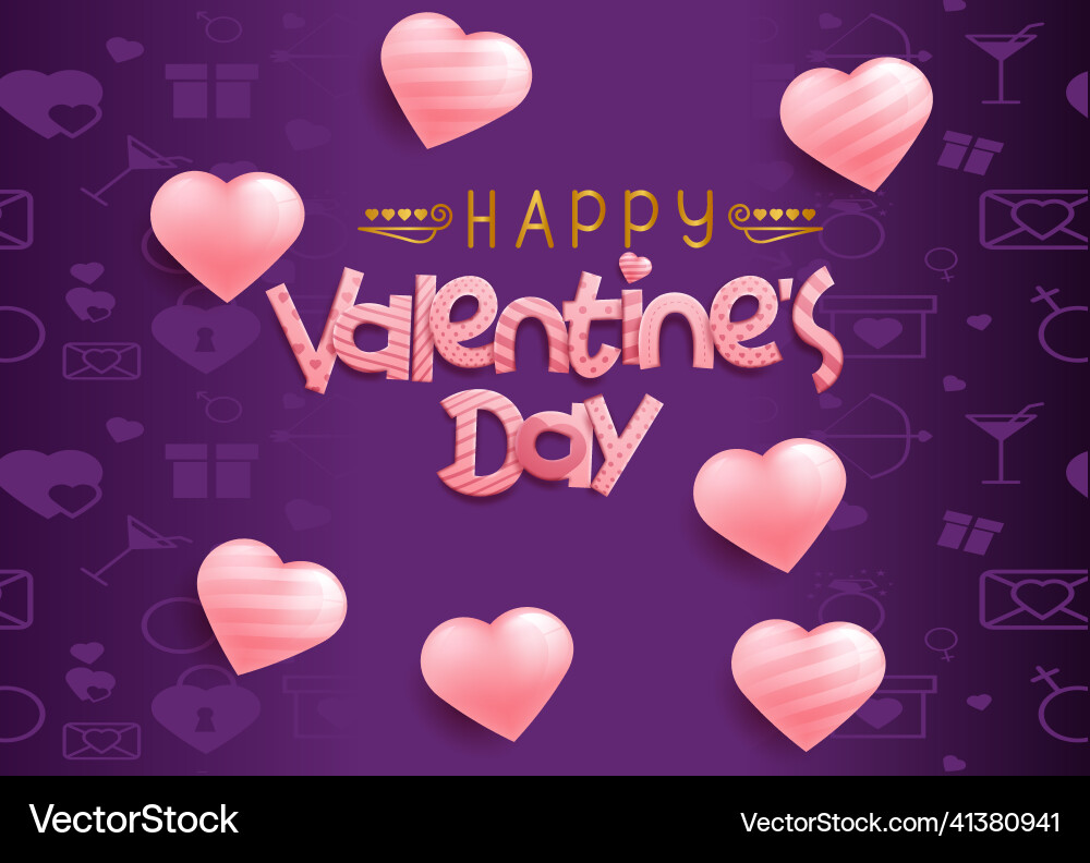 Purple valentines day card with hearts Royalty Free Vector