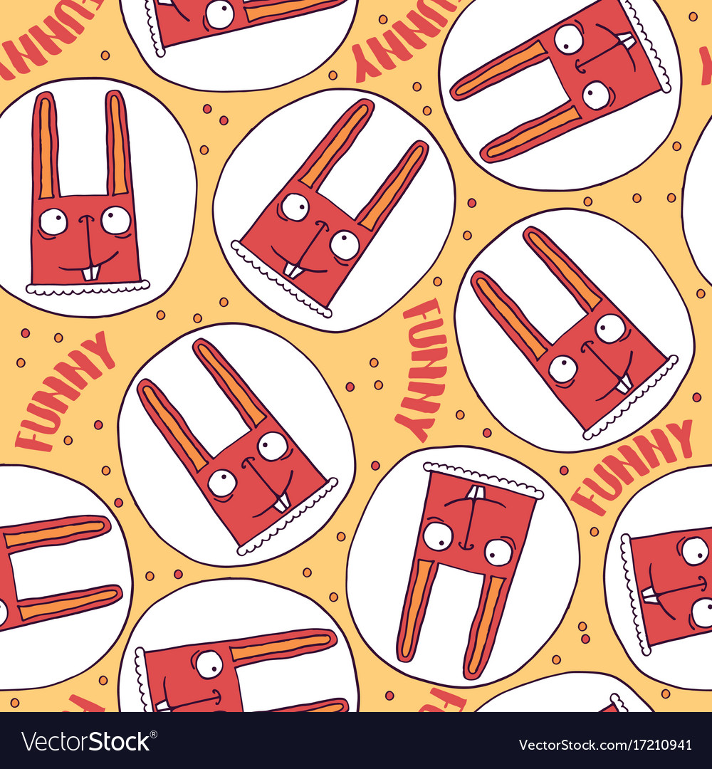Seamless pattern with funny rabbits Royalty Free Vector
