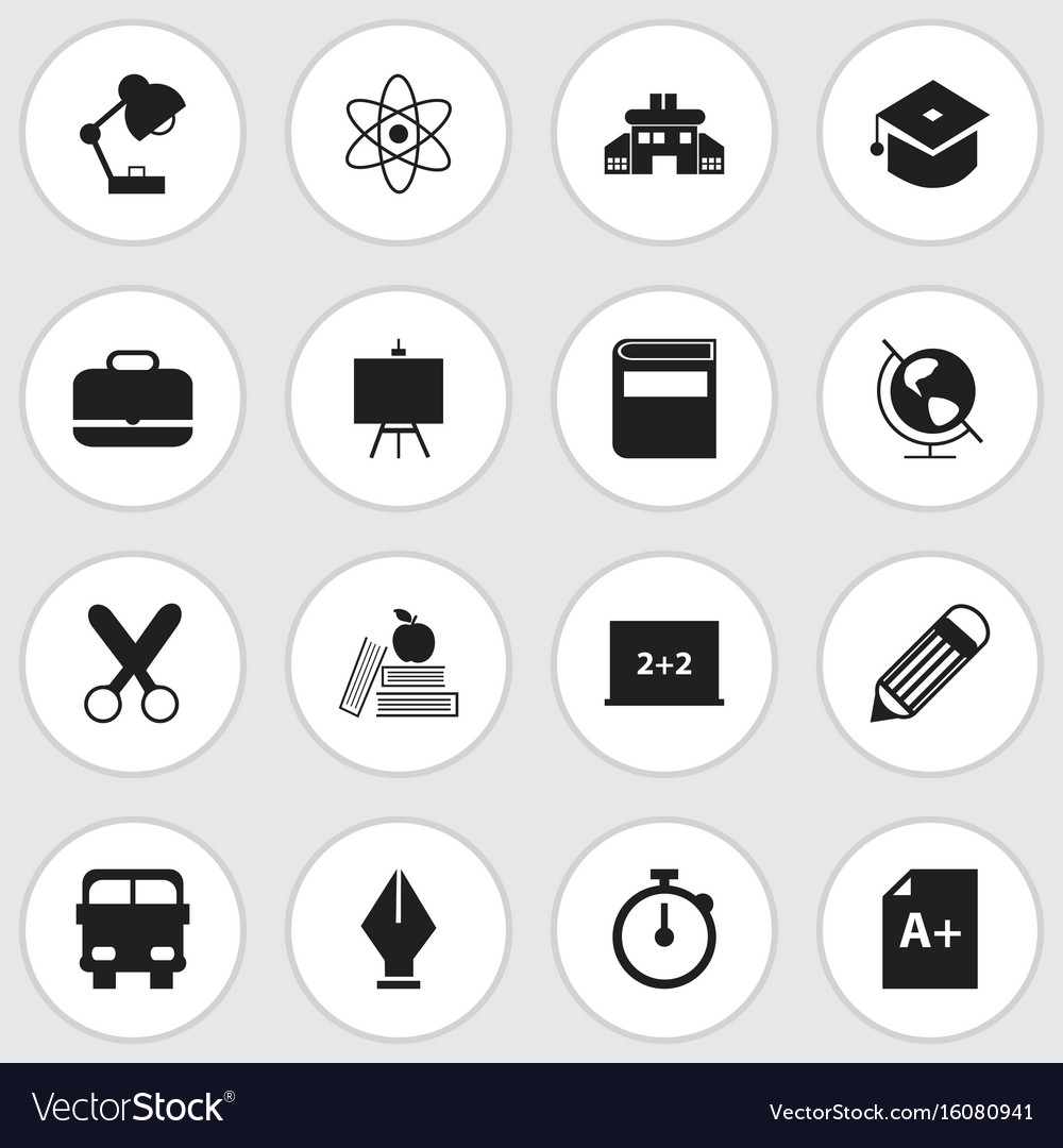 Set of 16 editable education icons includes Vector Image