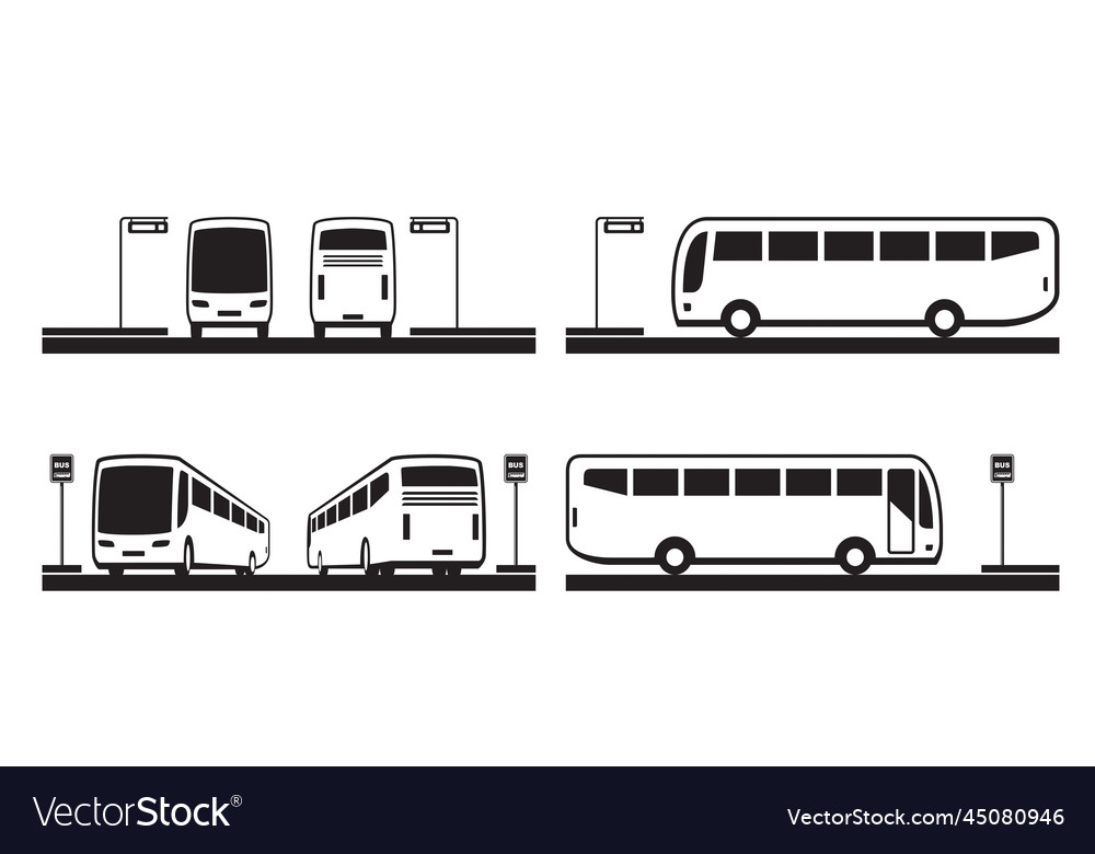 Buses at stop Royalty Free Vector Image - VectorStock