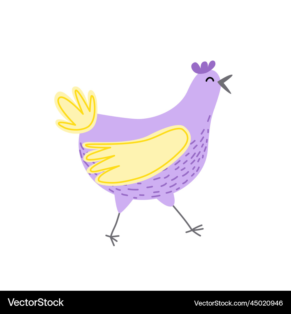 Chicken violet yellow hen hen farm egg Royalty Free Vector