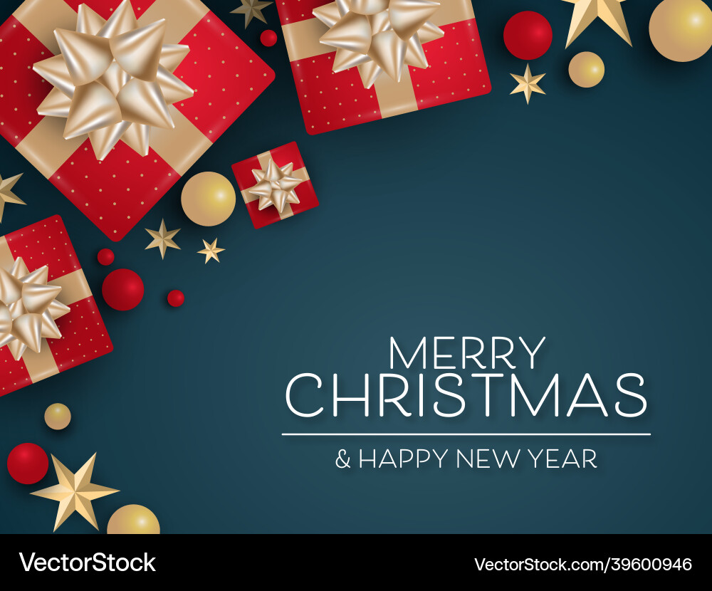 Christmas holidays greeting banner with gift boxes