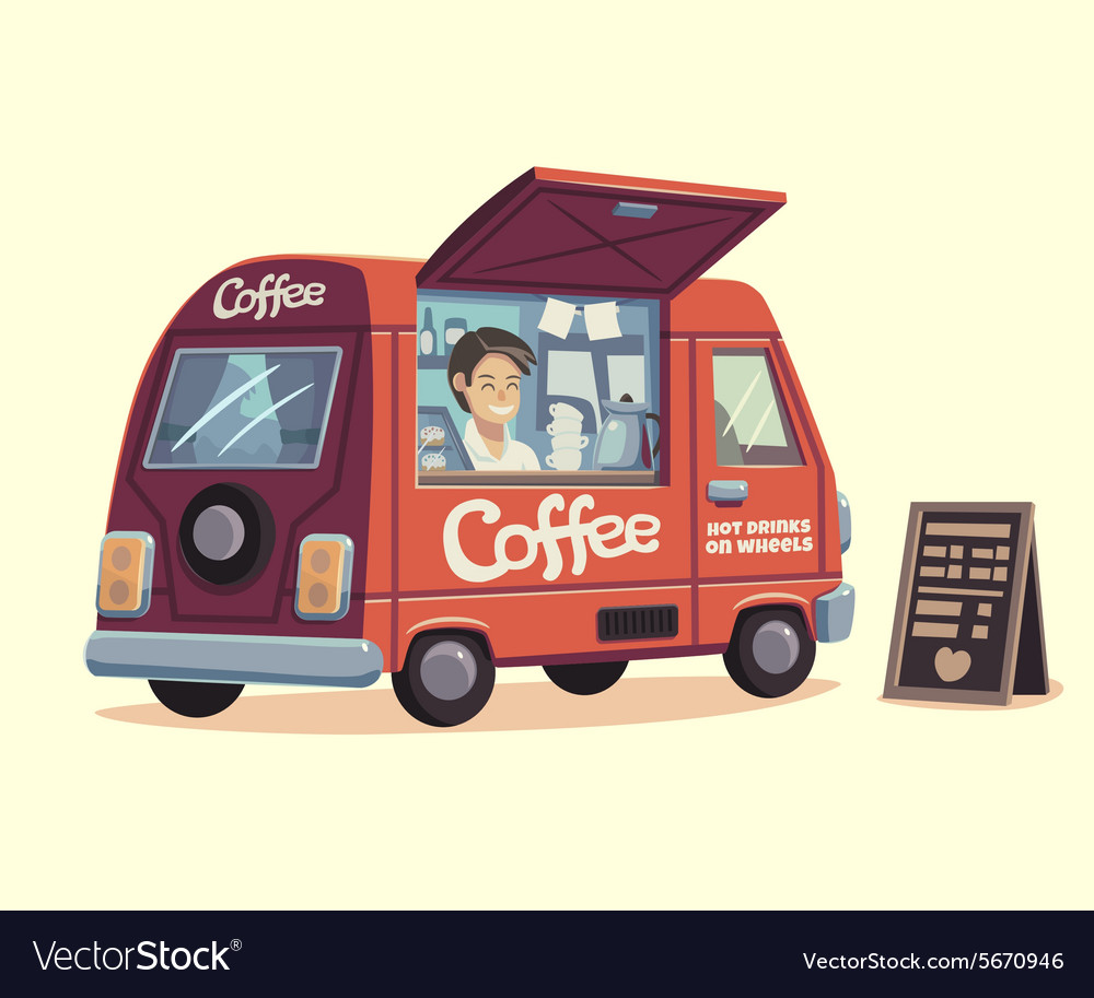 Coffee van Royalty Free Vector Image - VectorStock