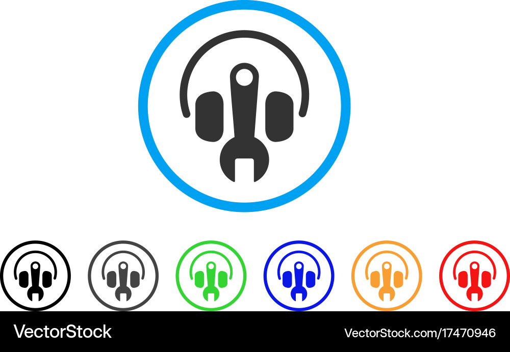 Headphones tuning wrench rounded icon Royalty Free Vector