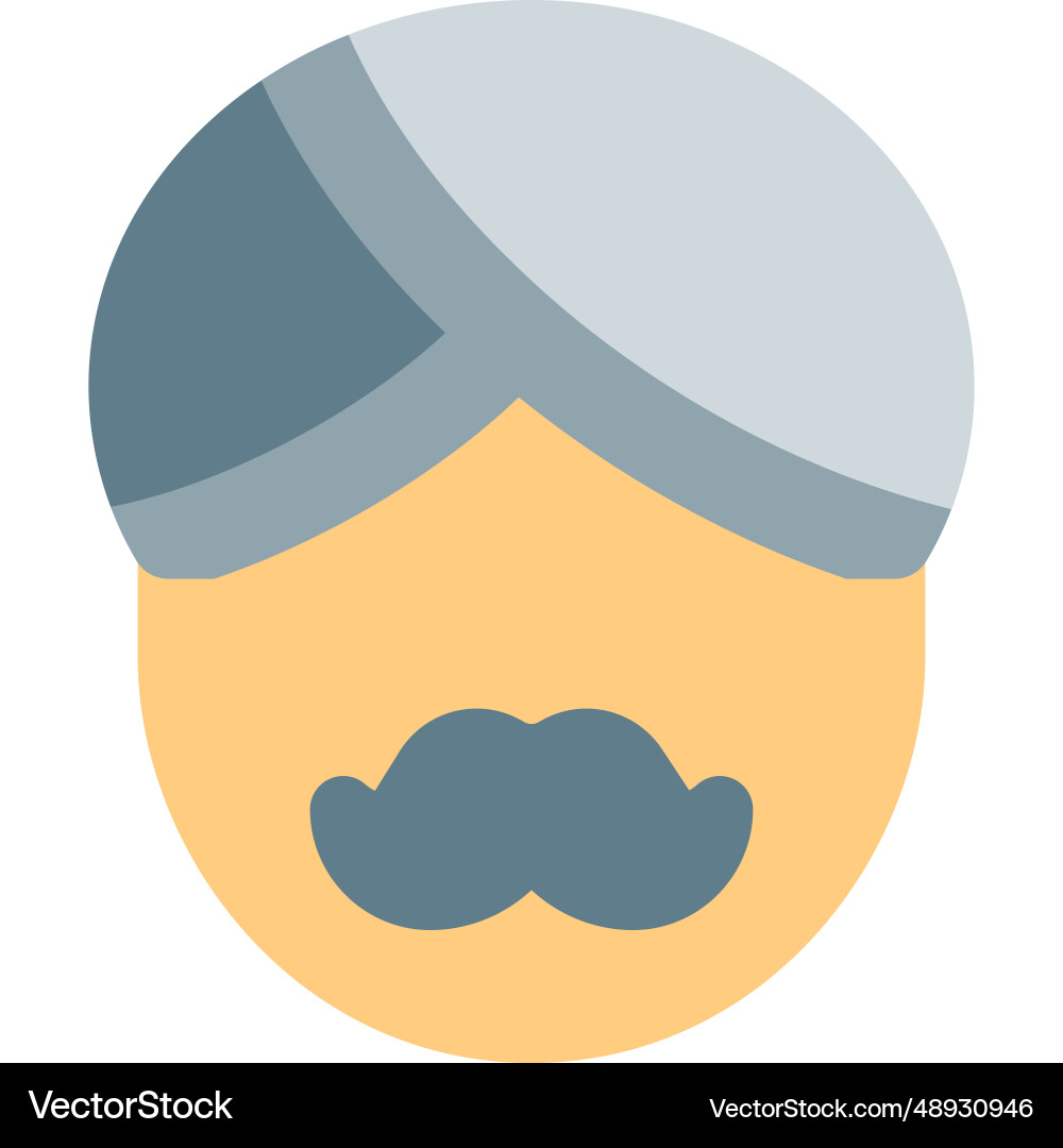 Man with a turban and dandy style mustache Vector Image