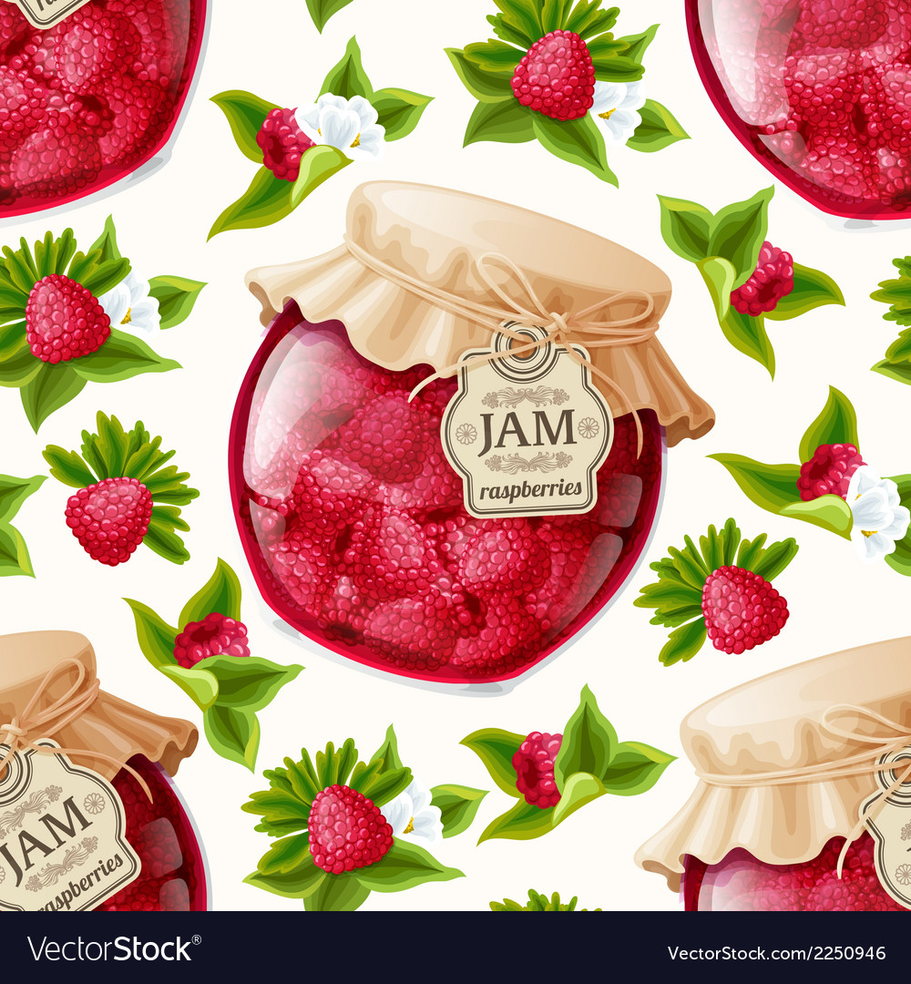 Raspberry jam seamless pattern Royalty Free Vector Image