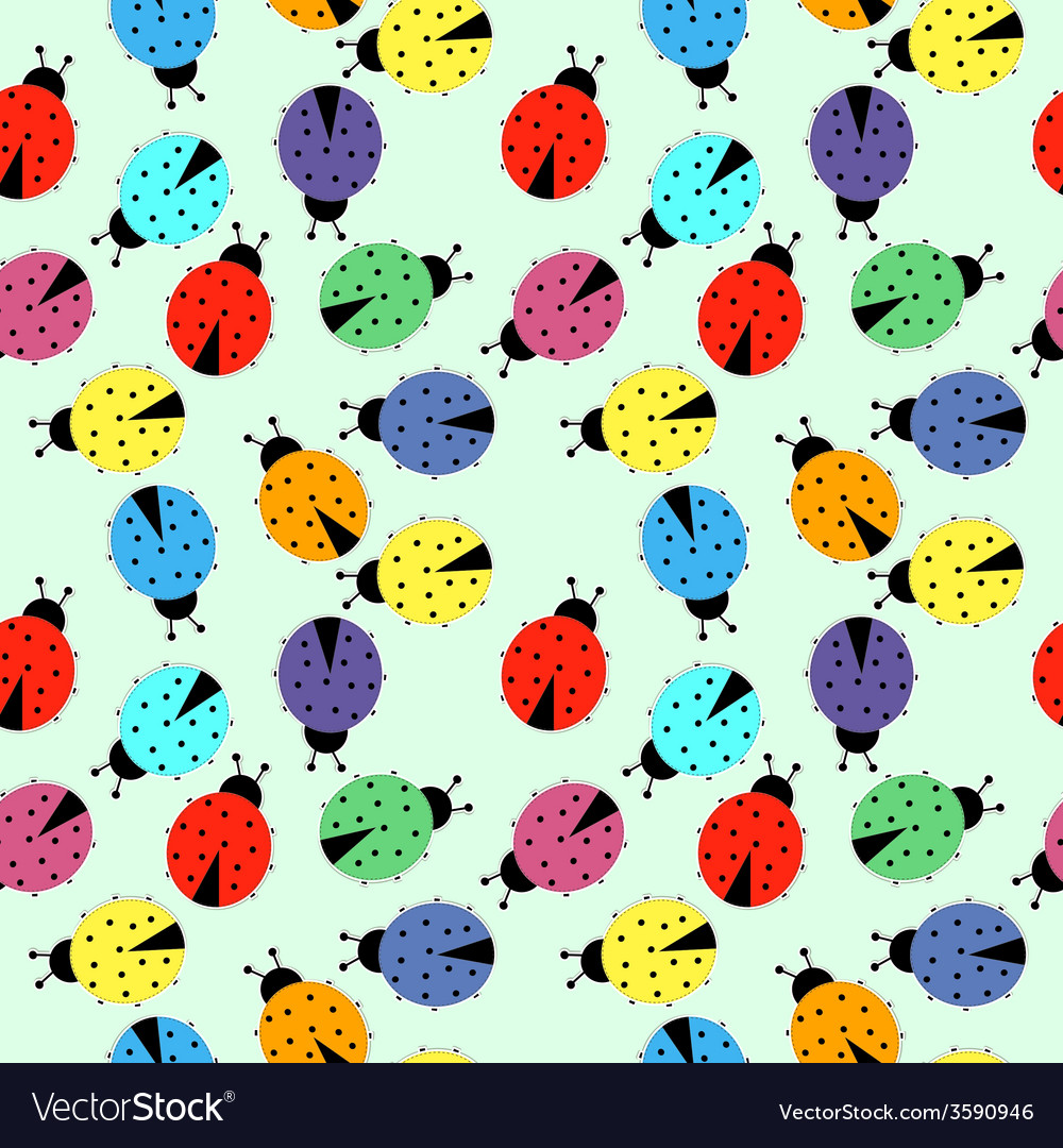 Seamless pattern with ladybugs Royalty Free Vector Image