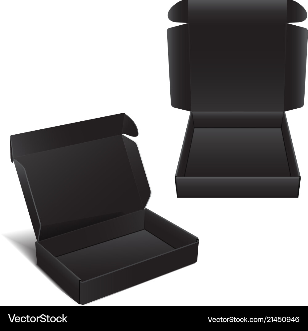 Set of black cardboard box realistic Royalty Free Vector