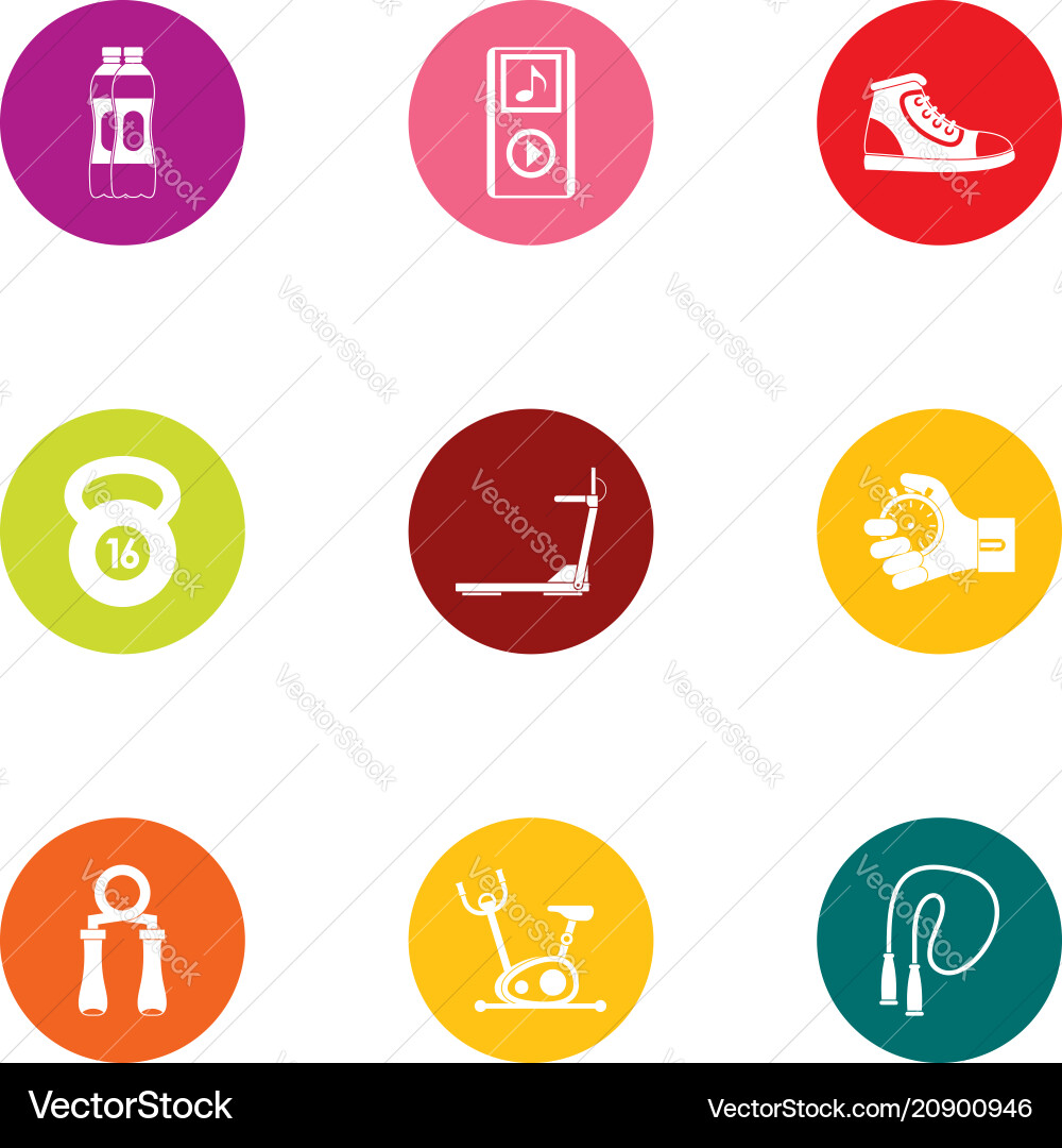Sport intervention icons set flat style Royalty Free Vector