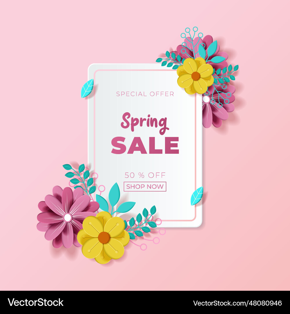 Spring sale background with beautiful colorful Vector Image