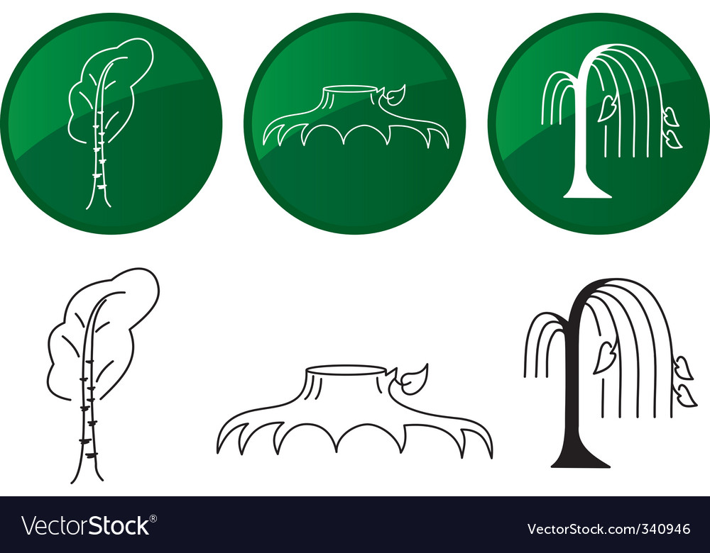 Trees vector icons set Royalty Free Vector Image