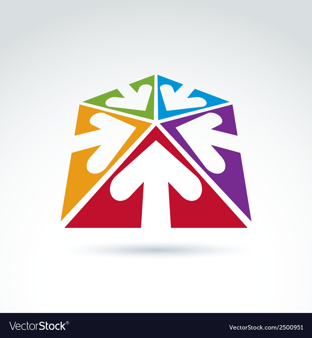 3d abstract emblem with five multidirectional Vector Image
