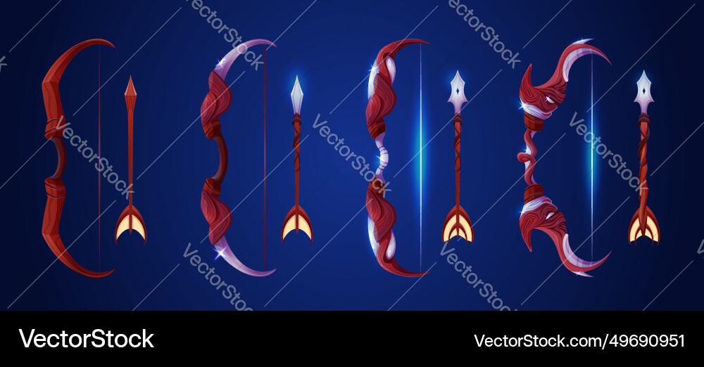 Archery bow with arrow for game ui level rank Vector Image