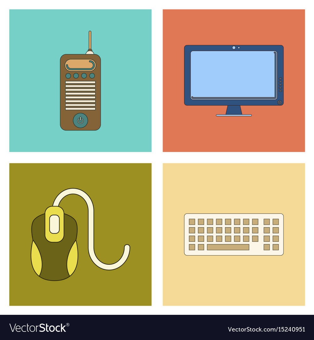 Assembly flat icon computer keyboard mouse monitor