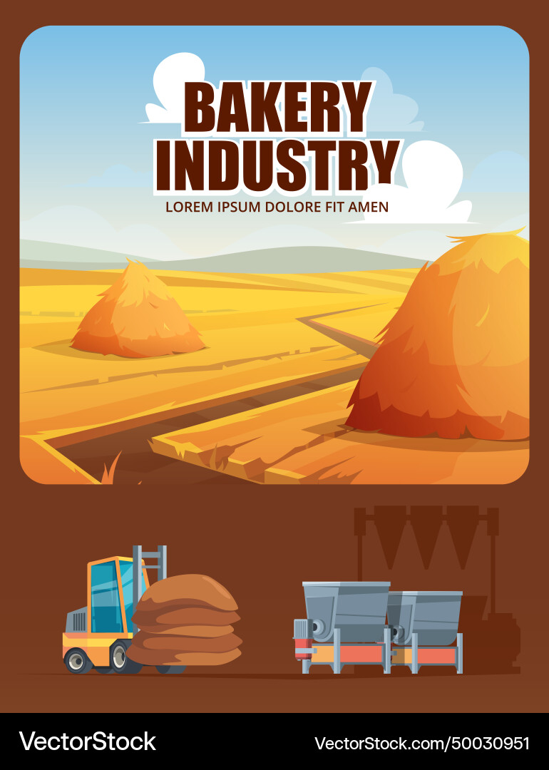 Bakery poster fresh bread production ads placard Vector Image