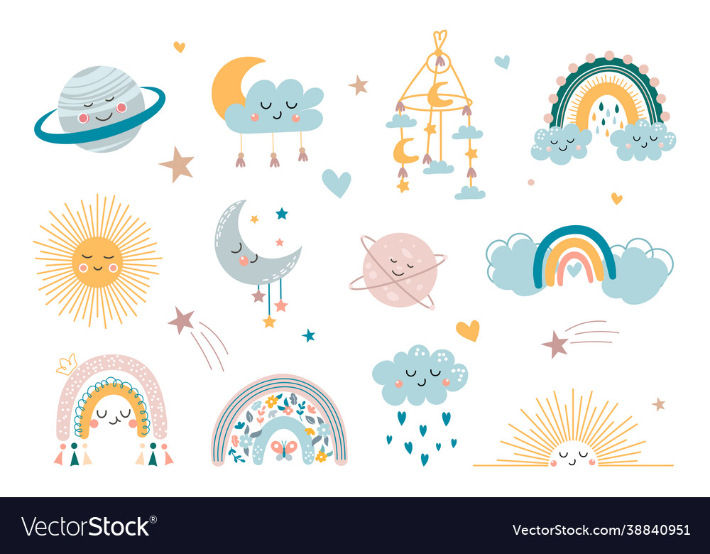 Children decorative elements Royalty Free Vector Image