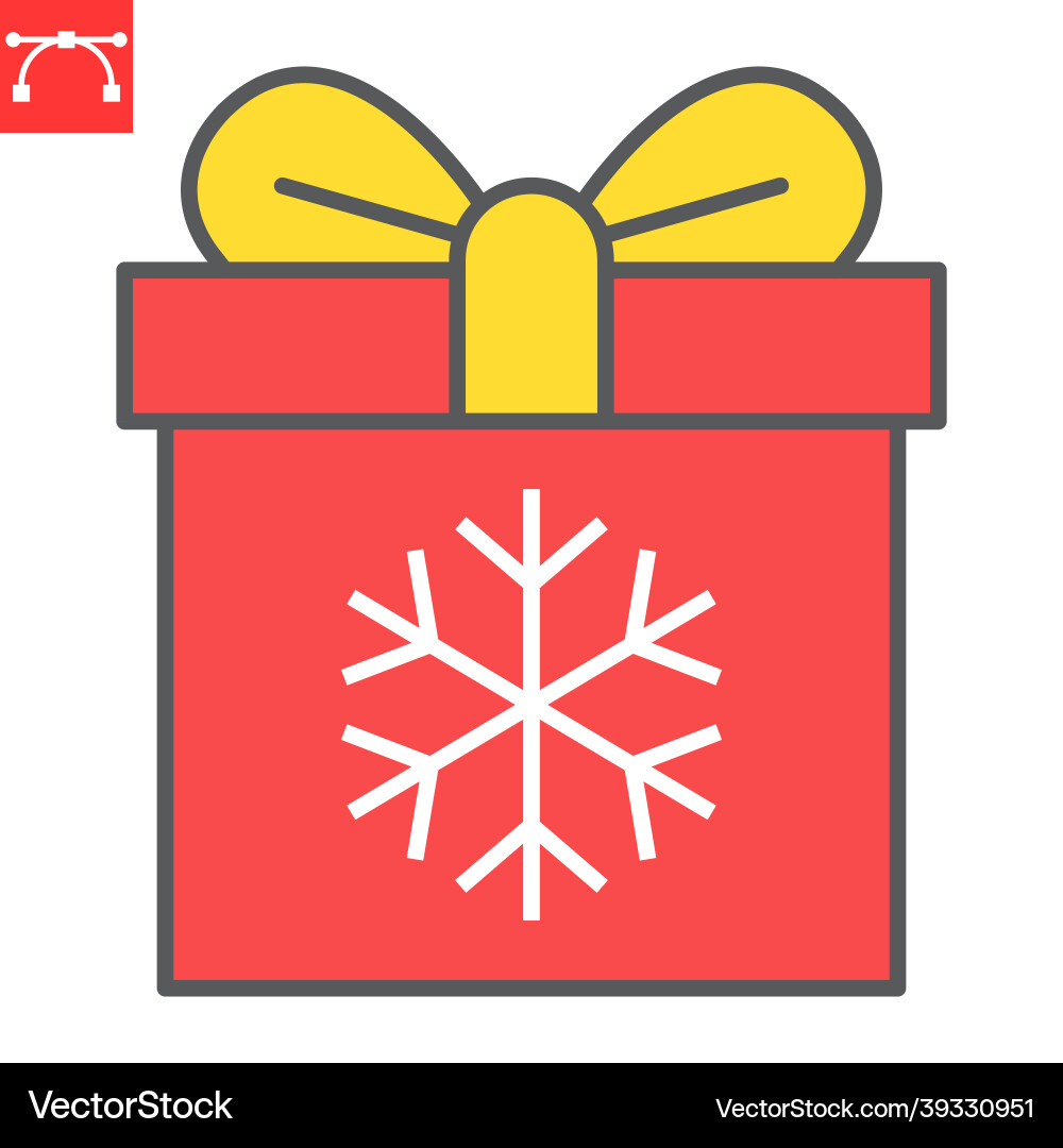 Christmas gift box color line icon Royalty Free Vector Image