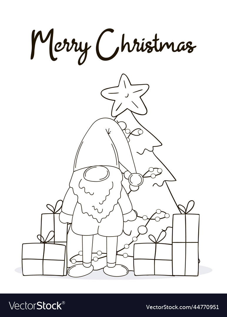 Coloring christmas with gnomes Royalty Free Vector Image