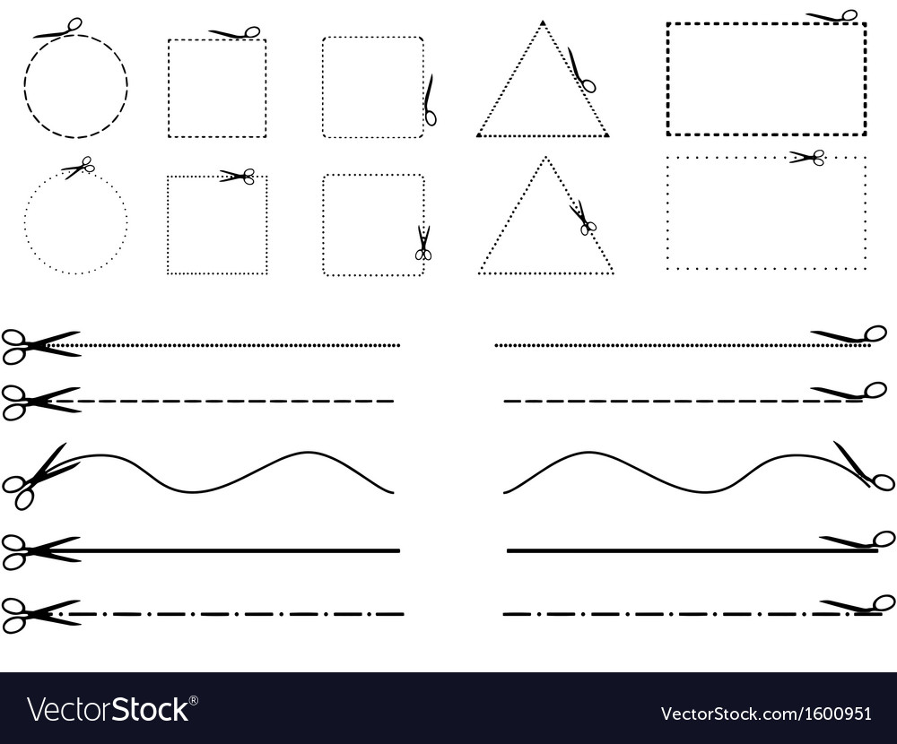 Cutting objects and lines Royalty Free Vector Image