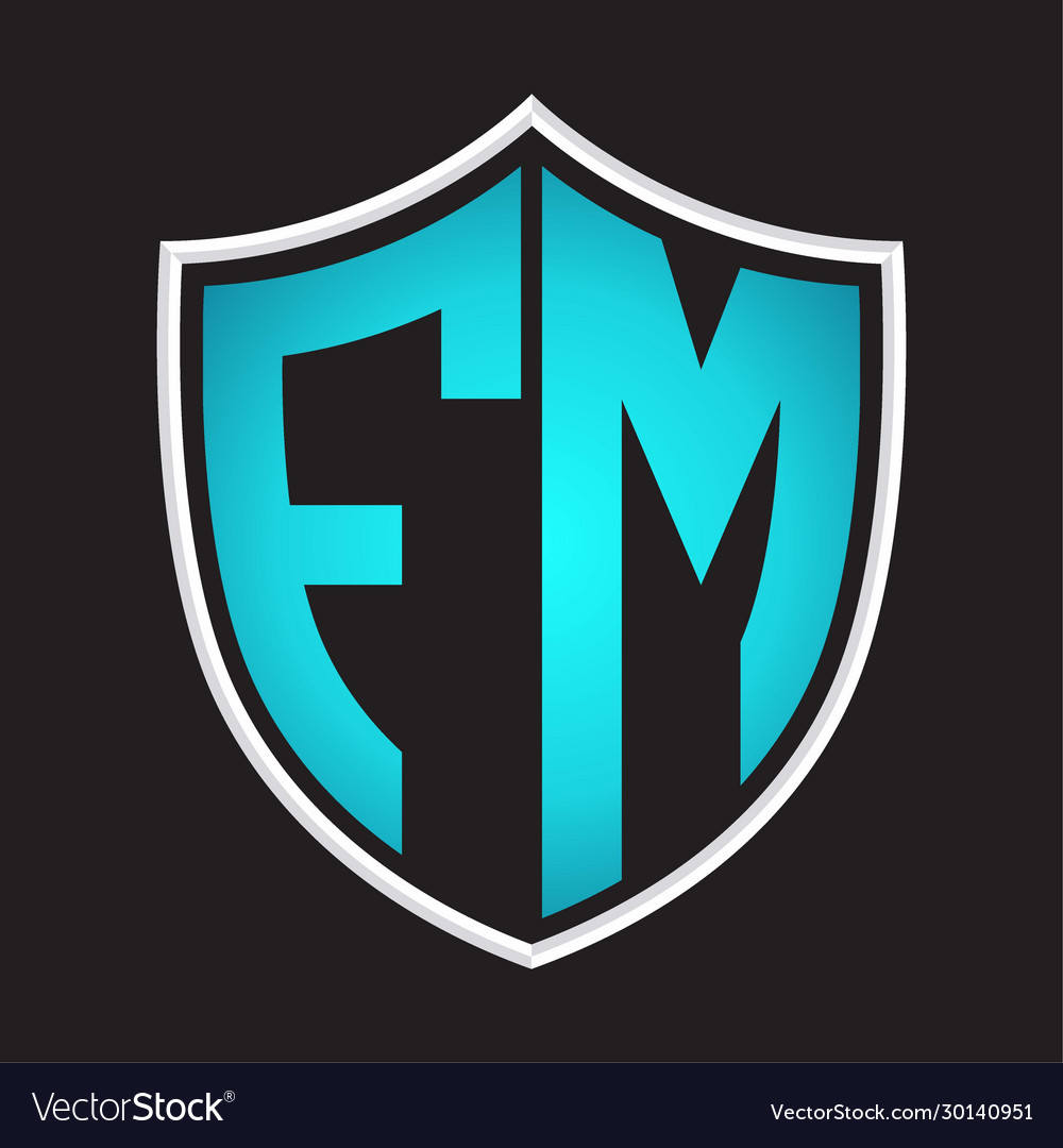 Fm logo monogram with shield shape isolated blue Vector Image