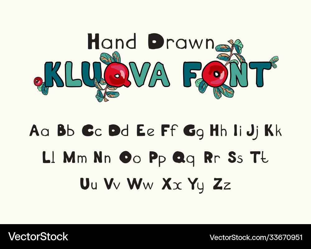 Font decorative hand drawn abc lettering alphabet Vector Image