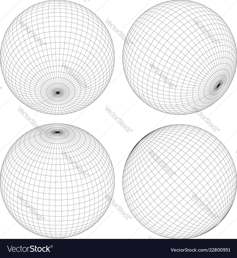 Gridded wireframe spheres Royalty Free Vector Image