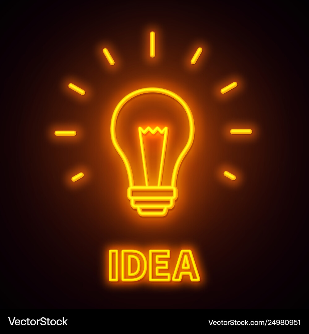 Neon sign idea on a black background Royalty Free Vector