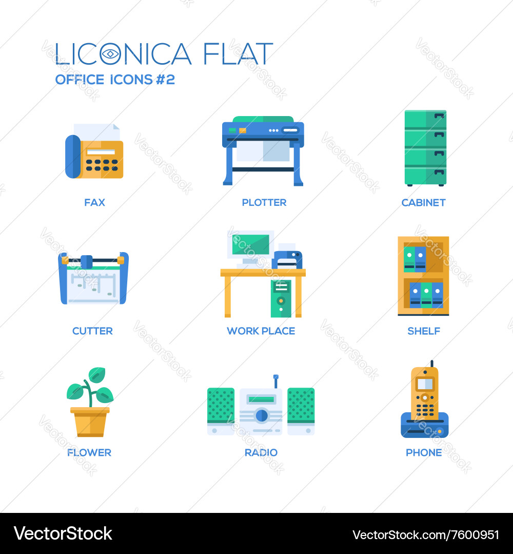Set of modern office flat design icons Royalty Free Vector