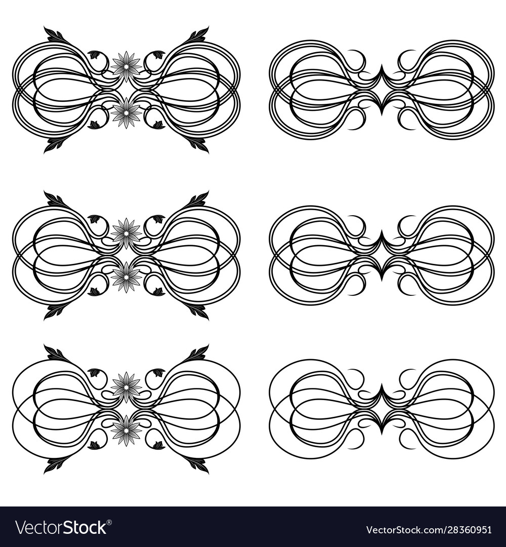 Set swirl border design elements Royalty Free Vector Image