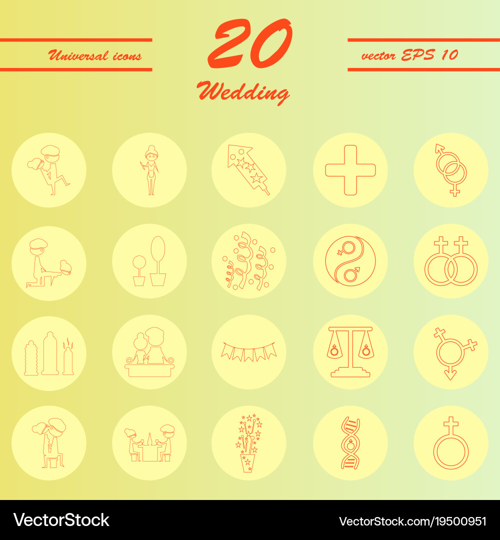 Set wedding icons in modern thin line style Vector Image