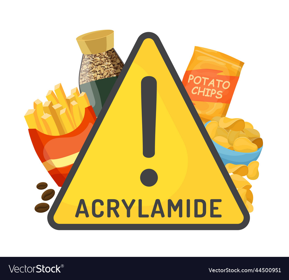 Stop acrylamide dangerous substance causing Vector Image
