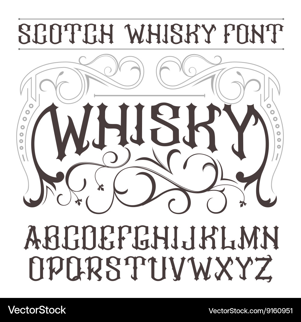 Vintage label font Whisky style Royalty Free Vector Image