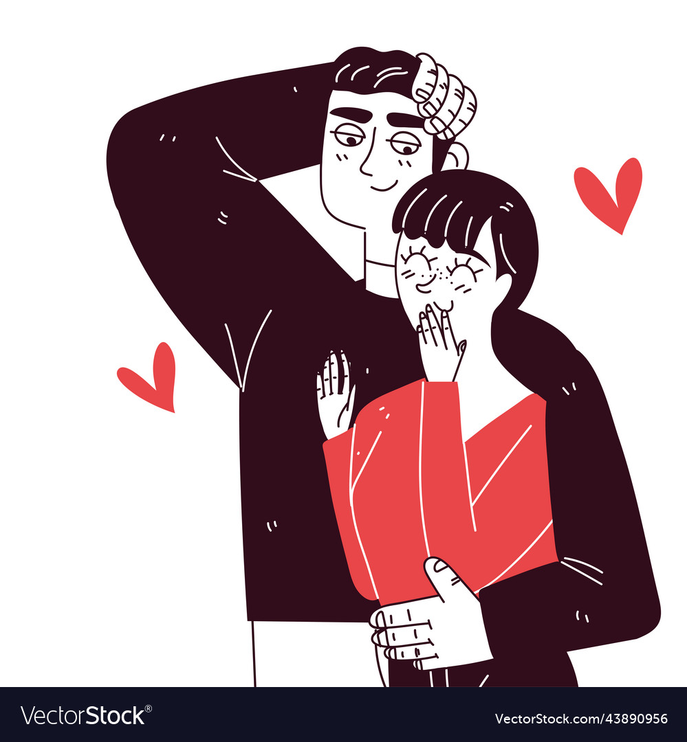 Adorable Couple Line Art Royalty Free Vector Image