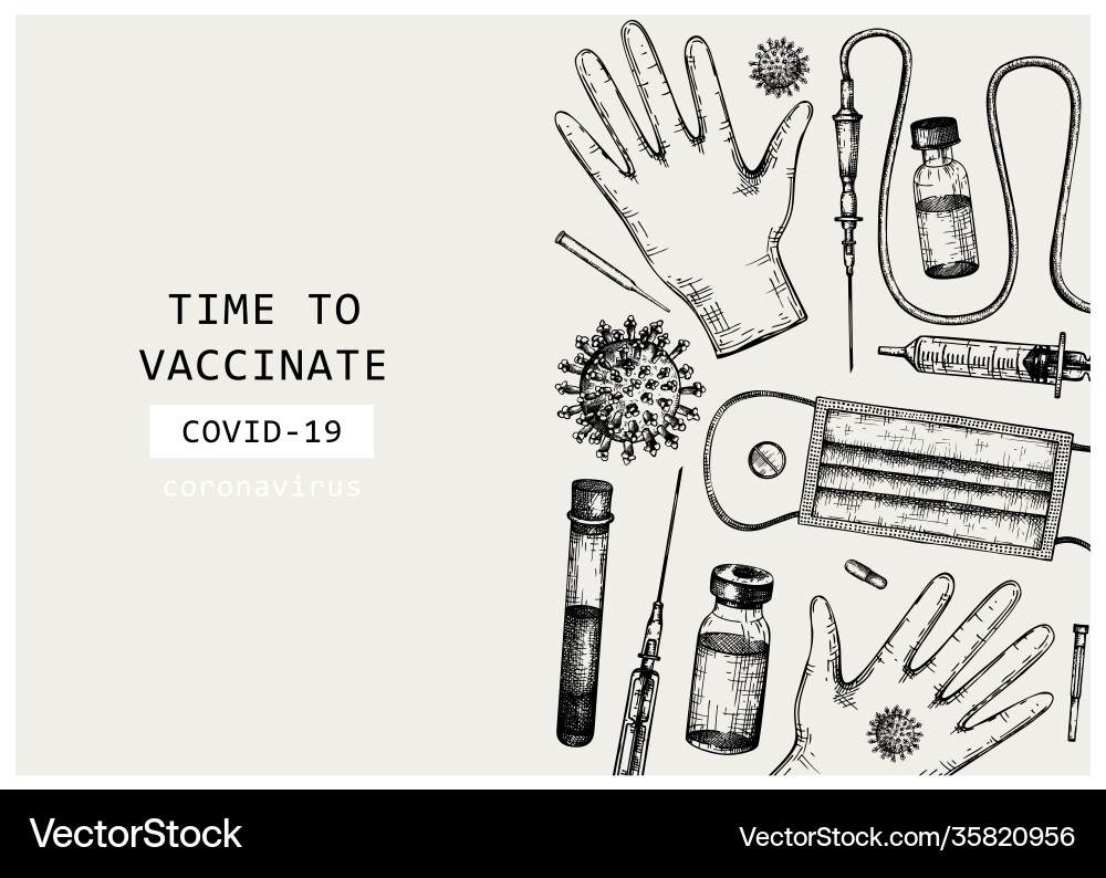 Coronavirus vaccine design hand-sketched template Vector Image