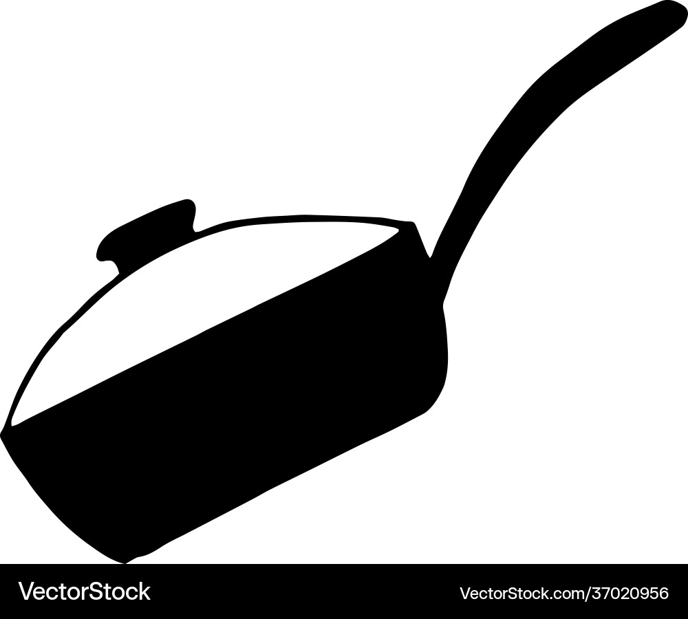 Frying pan with lid icon sticker sketch hand Vector Image